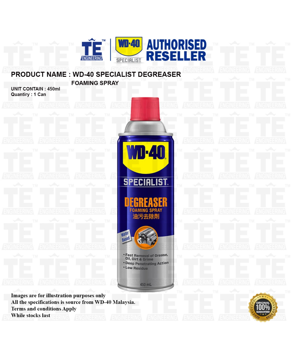 WD-40 Specialist Degreaser Foaming Spray | TE Engineering