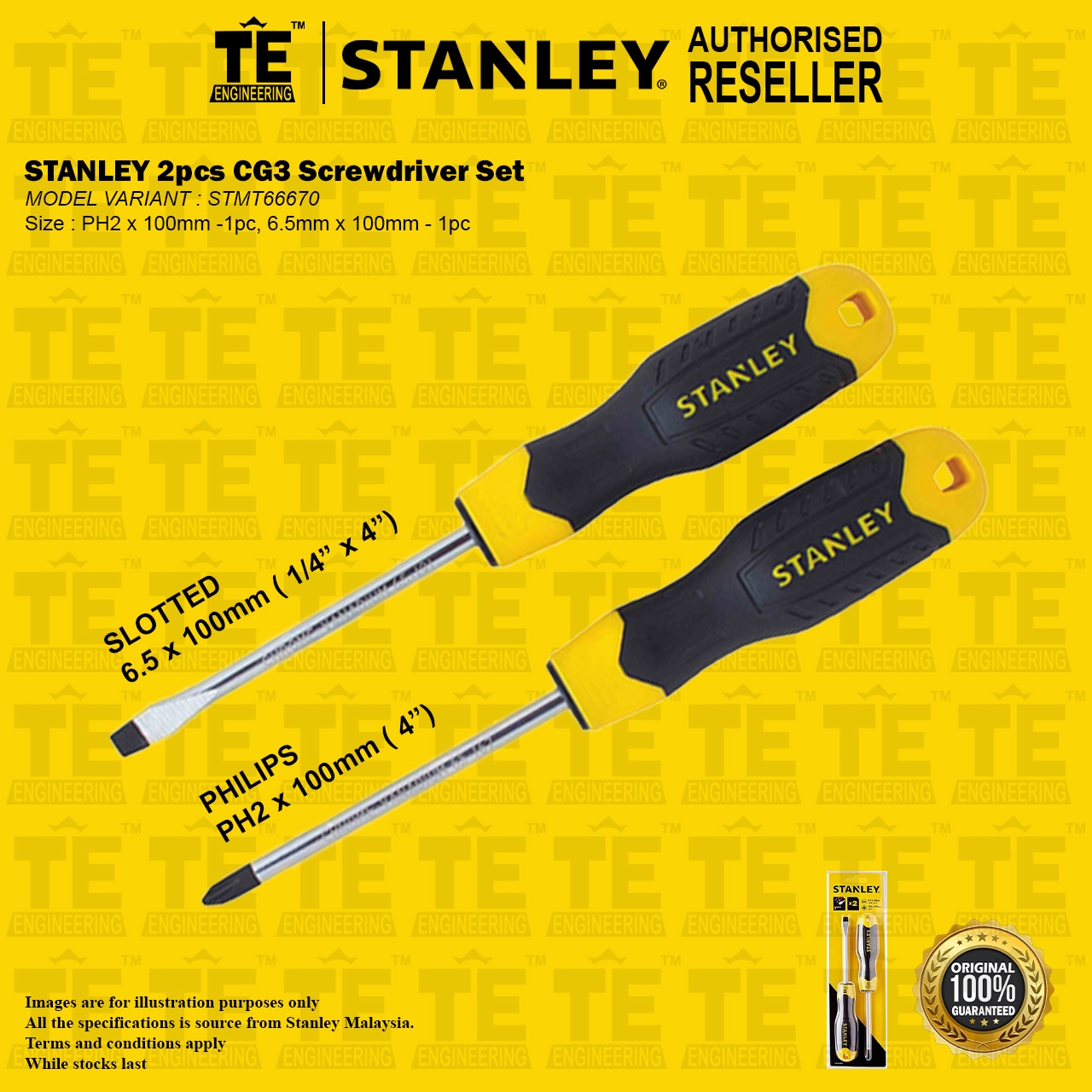 STANLEY 2pcs CG3 Screw Driver Set STMT66670 | TE Engineering