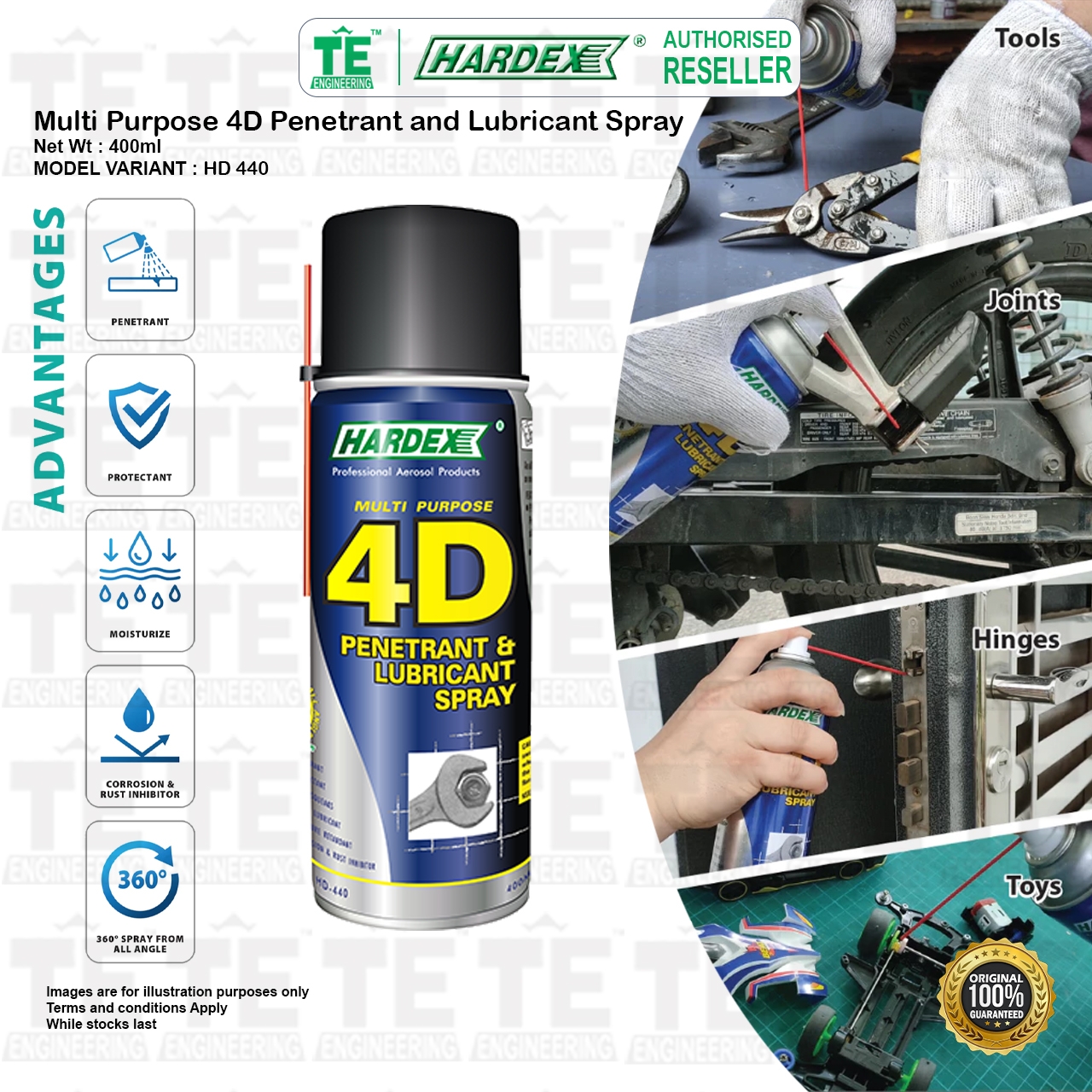 HARDEX 400ml Multi Purpose 4D Penetrant & Lubricant Spray | TE Engineering