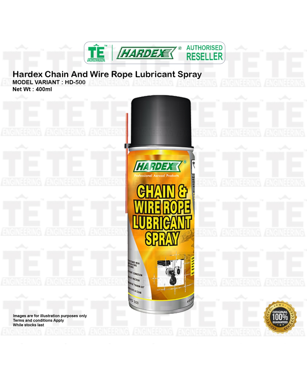 HARDEX 400ml Chain & Wire Rope Lubricant Spray | TE Engineering