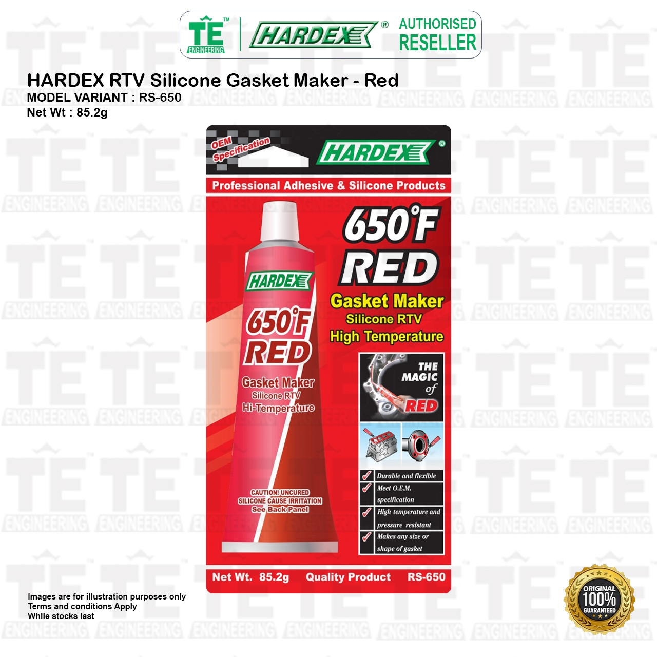 HARDEX 85.2g 650°F Gasket Marker Silicone RTV High-Temperature | TE ...