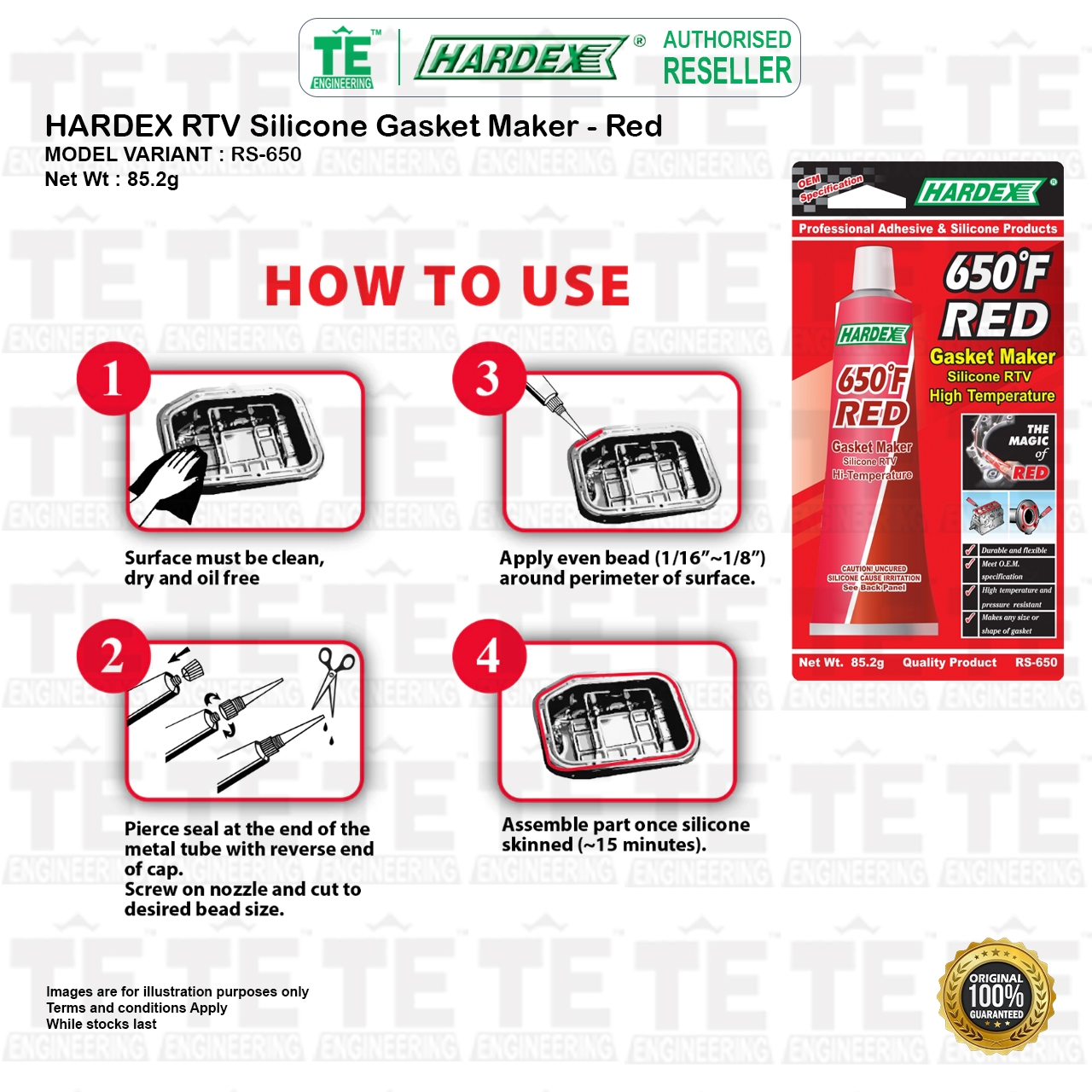 HARDEX 85.2g 650°F Gasket Marker Silicone RTV High-Temperature | TE ...