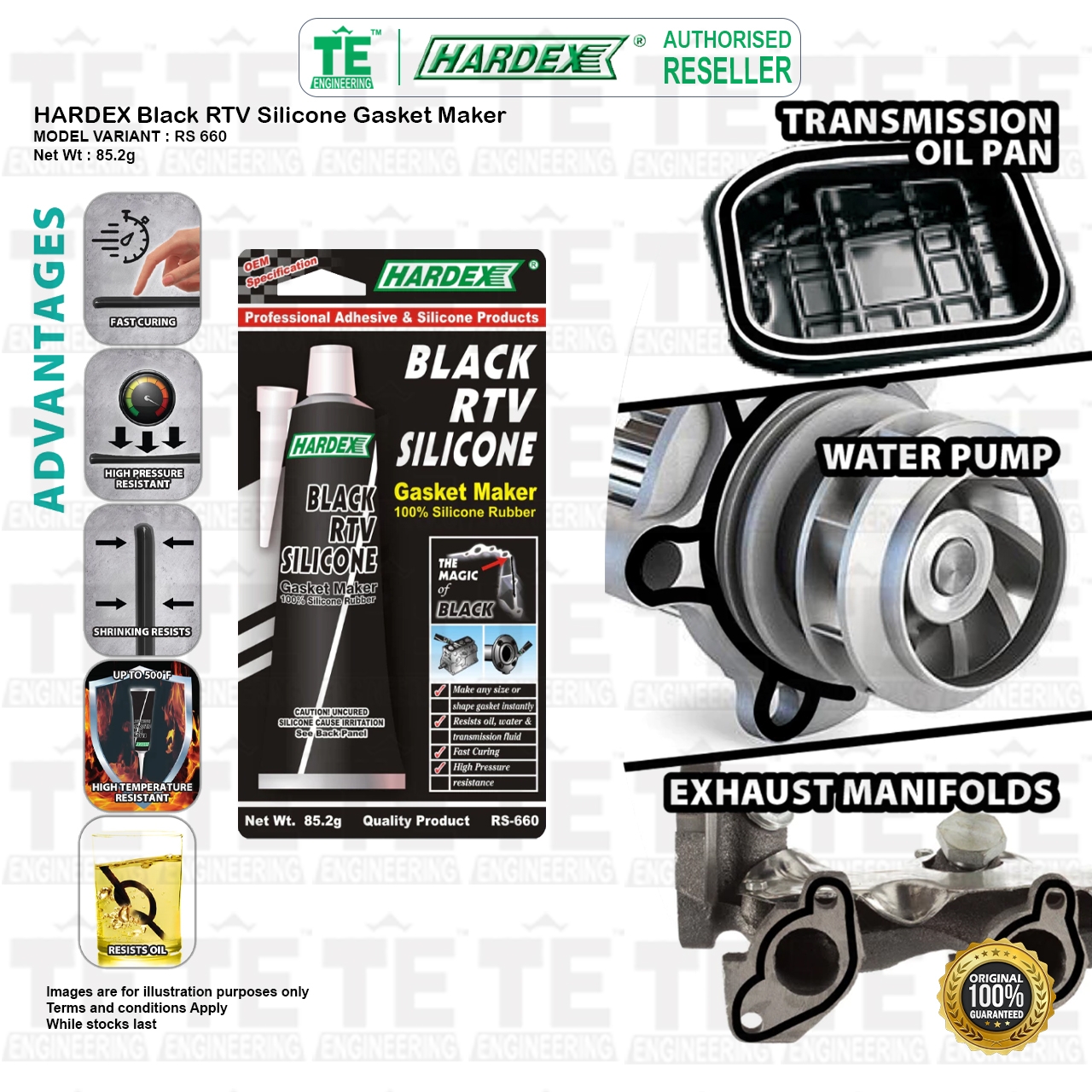 HARDEX 85.2g Black RTV Silicone Gasket Marker 100% Silicone Rubber | TE ...