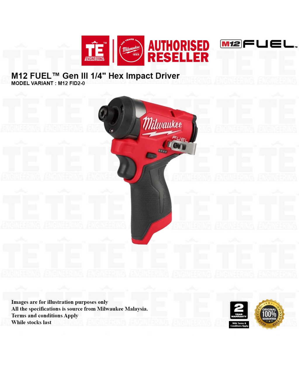 MILWAUKEE M12 FUEL™ Gen III 1/4" Hex Impact Driver | TE Engineering