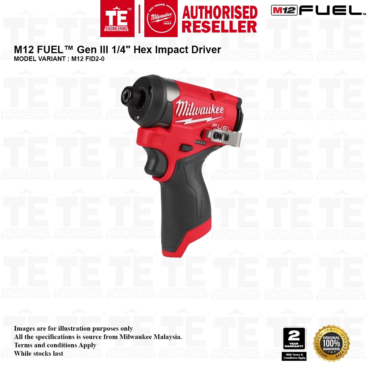 MILWAUKEE M12 FUEL™ Gen III 1/4" Hex Impact Driver | TE Engineering