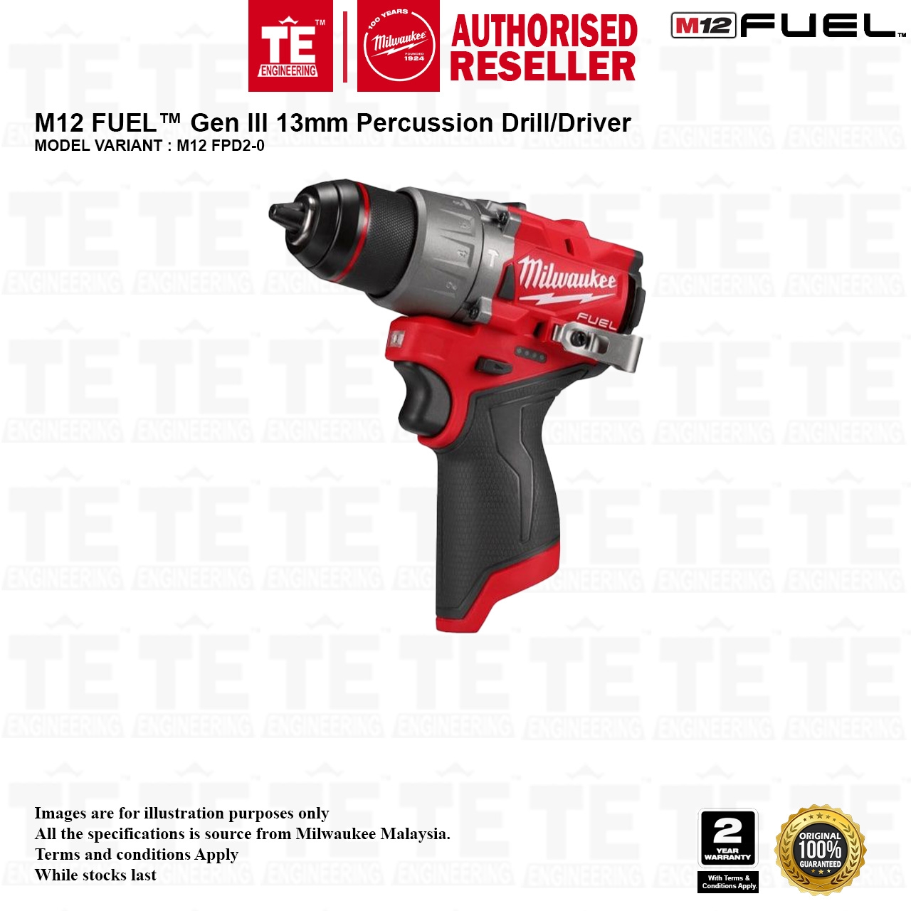 MILWAUKEE M12 FUEL™ Gen III 13mm Percussion Drill/Driver | TE Engineering