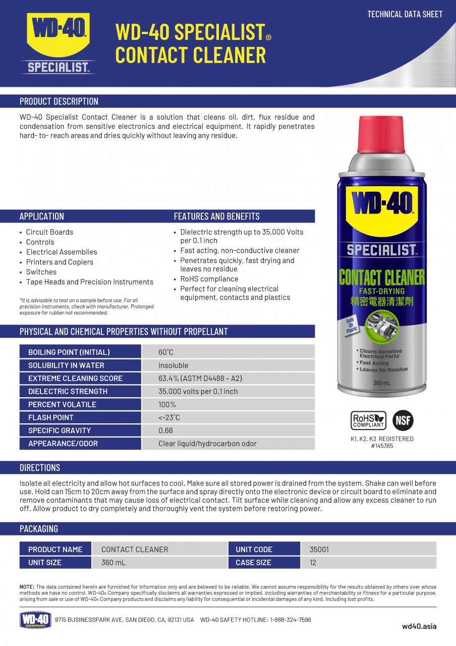 WD-40 SPECIALIST® CONTACT CLEANER | TE Engineering