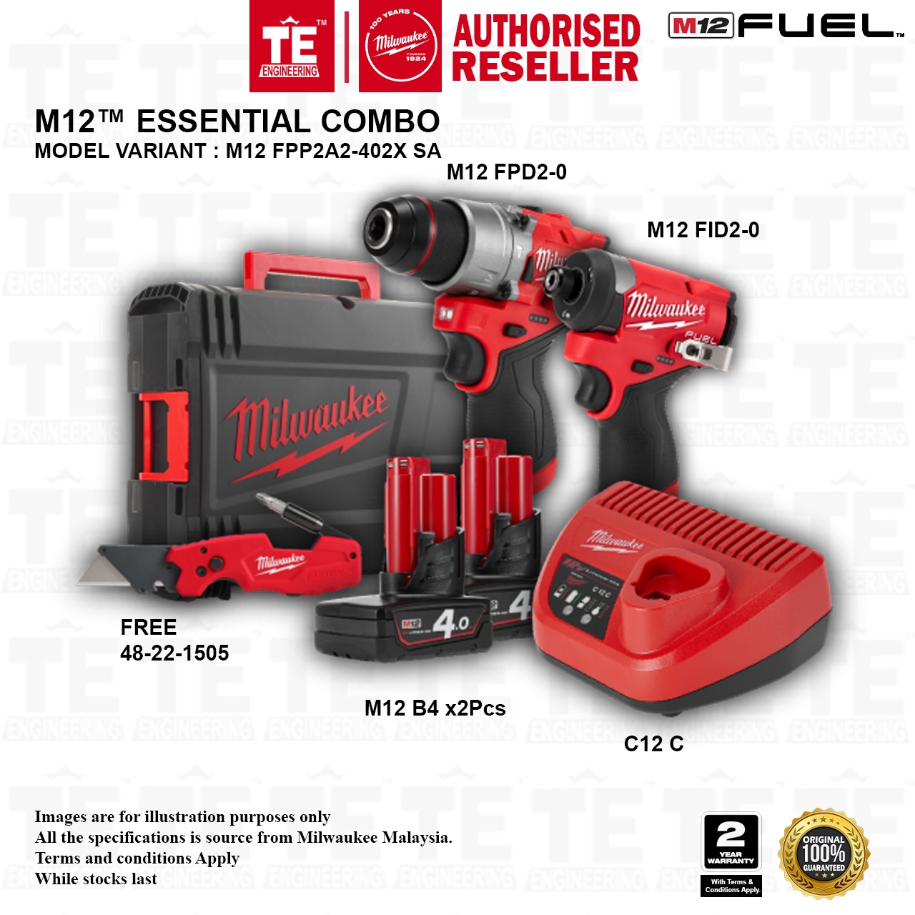 Akku Werkzeug Set Milwaukee M12 FUEL Akku Set - M12 FPP2F2-402X Powerpack