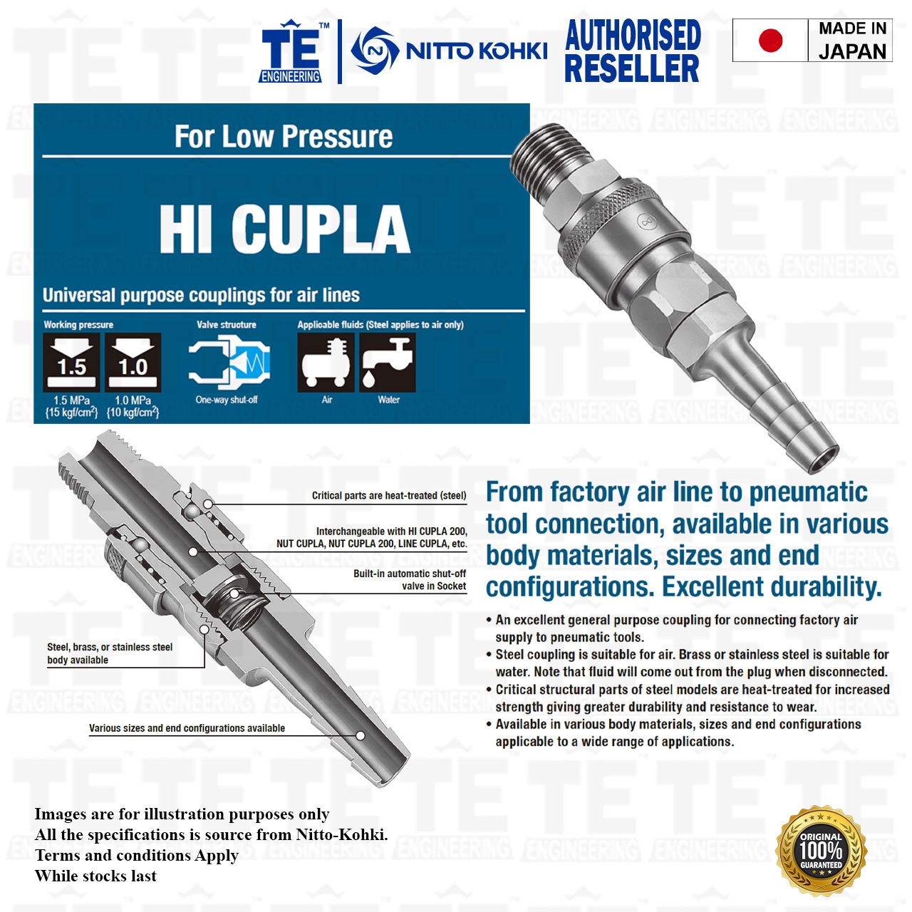 NITTO KOHKI SH Type Pneumatic Air Quick Coupler (HI CUPLA 20 SH, 30 SH ...