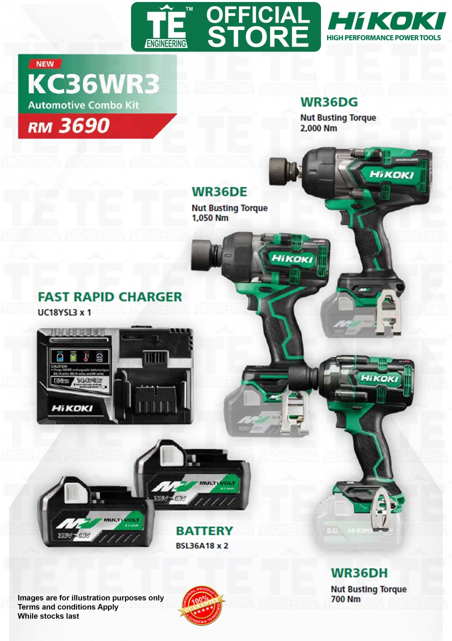 HiKOKI AUTOMOTIVE COMBO KIT (MODEL VARIANT : KC36WR3) | TE Engineering