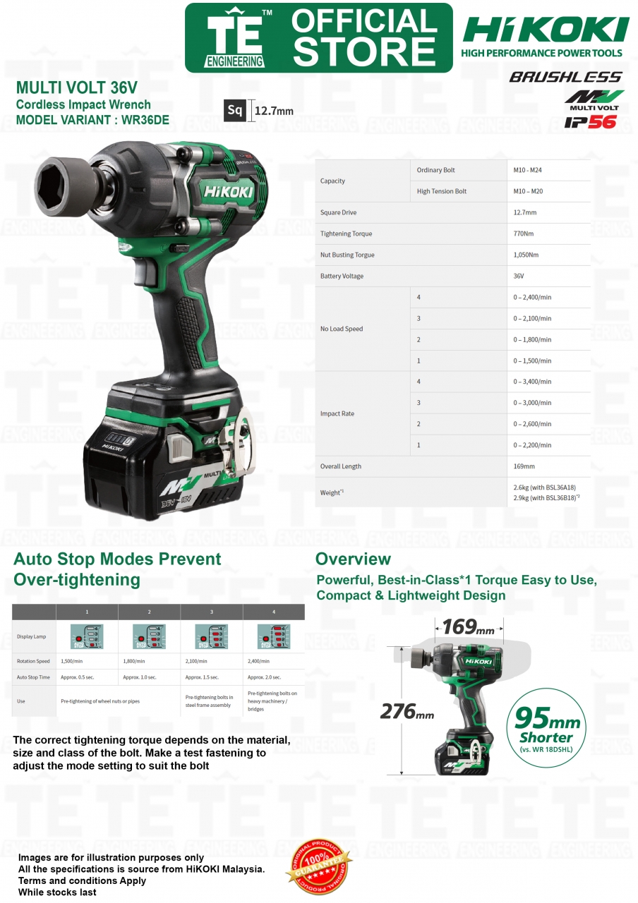 HiKOKI AUTOMOTIVE COMBO KIT (MODEL VARIANT : KC36WR3) | TE Engineering
