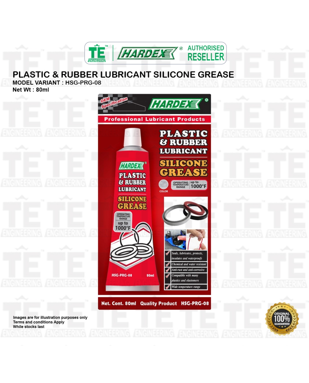 HARDEX 80ml PLASTIC & RUBBER SILICONE GREASE( HSG-PRG-08 ) | TE Engineering