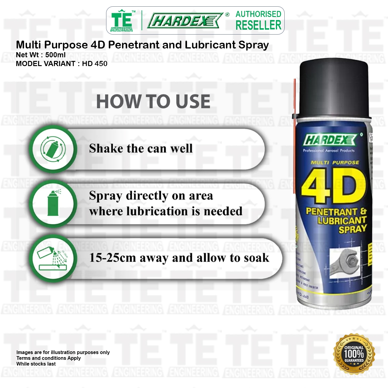 HARDEX 500ml Multi Purpose 4D Penetrant and Lubricant Spray ( HD 450 ...