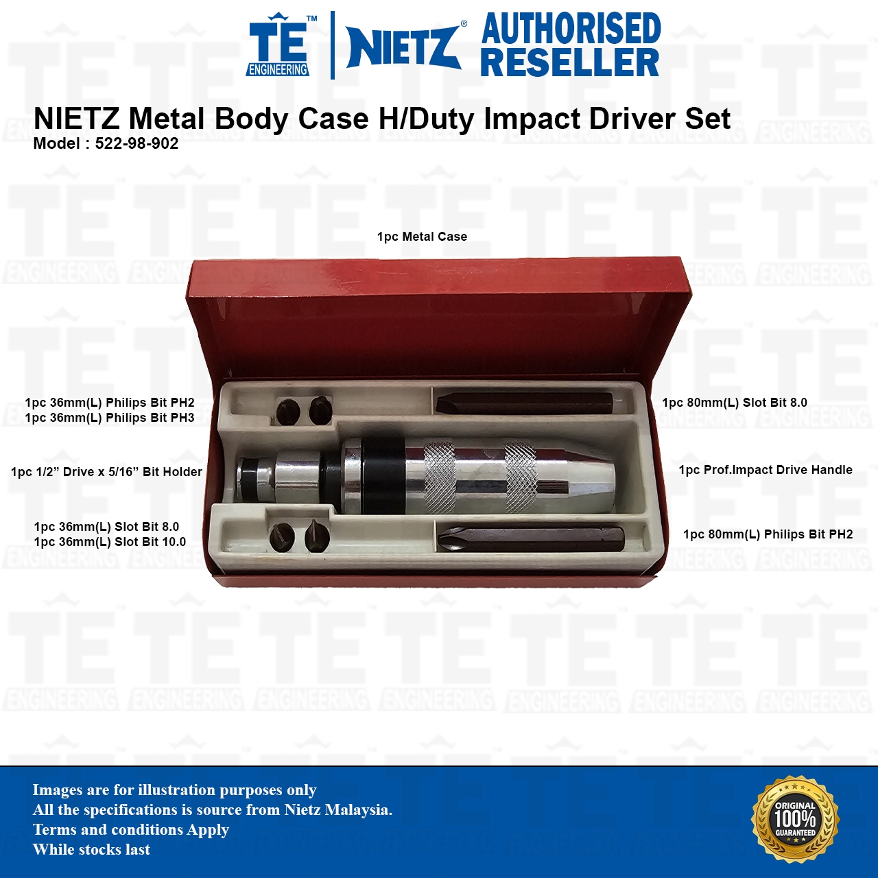 NIETZ Metal Body Case H/Duty Impact Driver Set Model : 522-98-902 | TE ...