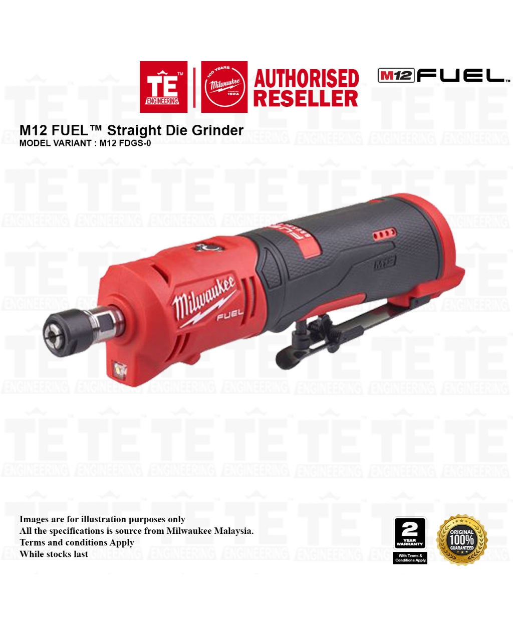 MILWAUKEE M12 FUEL™ Straight Die Grinder ( M12 FDGS ) | TE Engineering