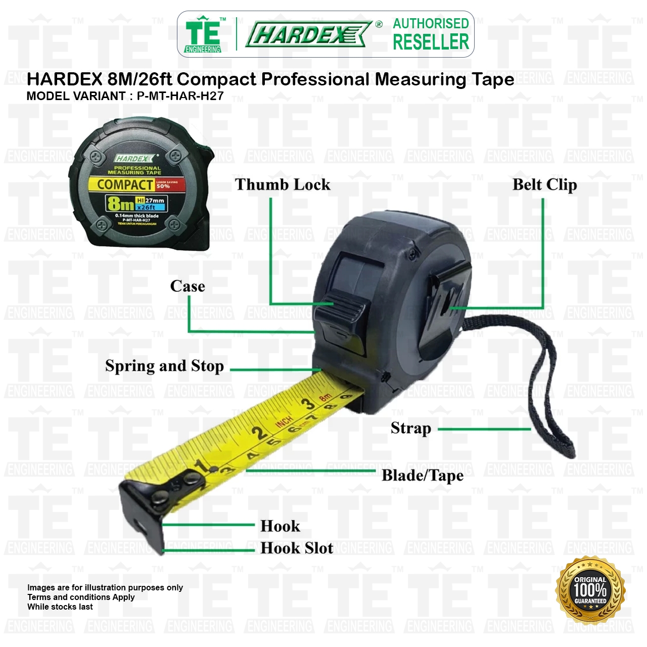 HARDEX 8M/26ft Compact Professional Measuring Tape ( P-MT-HAR-H27 ...