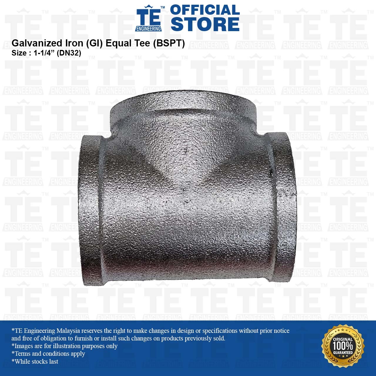 Galvanized Iron GI Equal Tee ( 1/2" ~ 2" ) BSP | TE Engineering