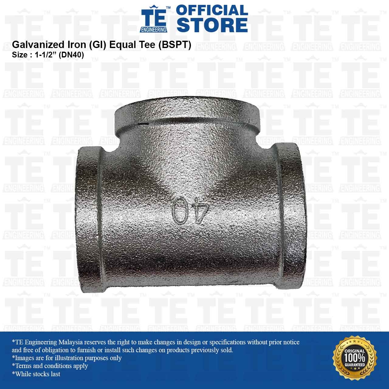 Galvanized Iron GI Equal Tee ( 1/2" ~ 2" ) BSP | TE Engineering