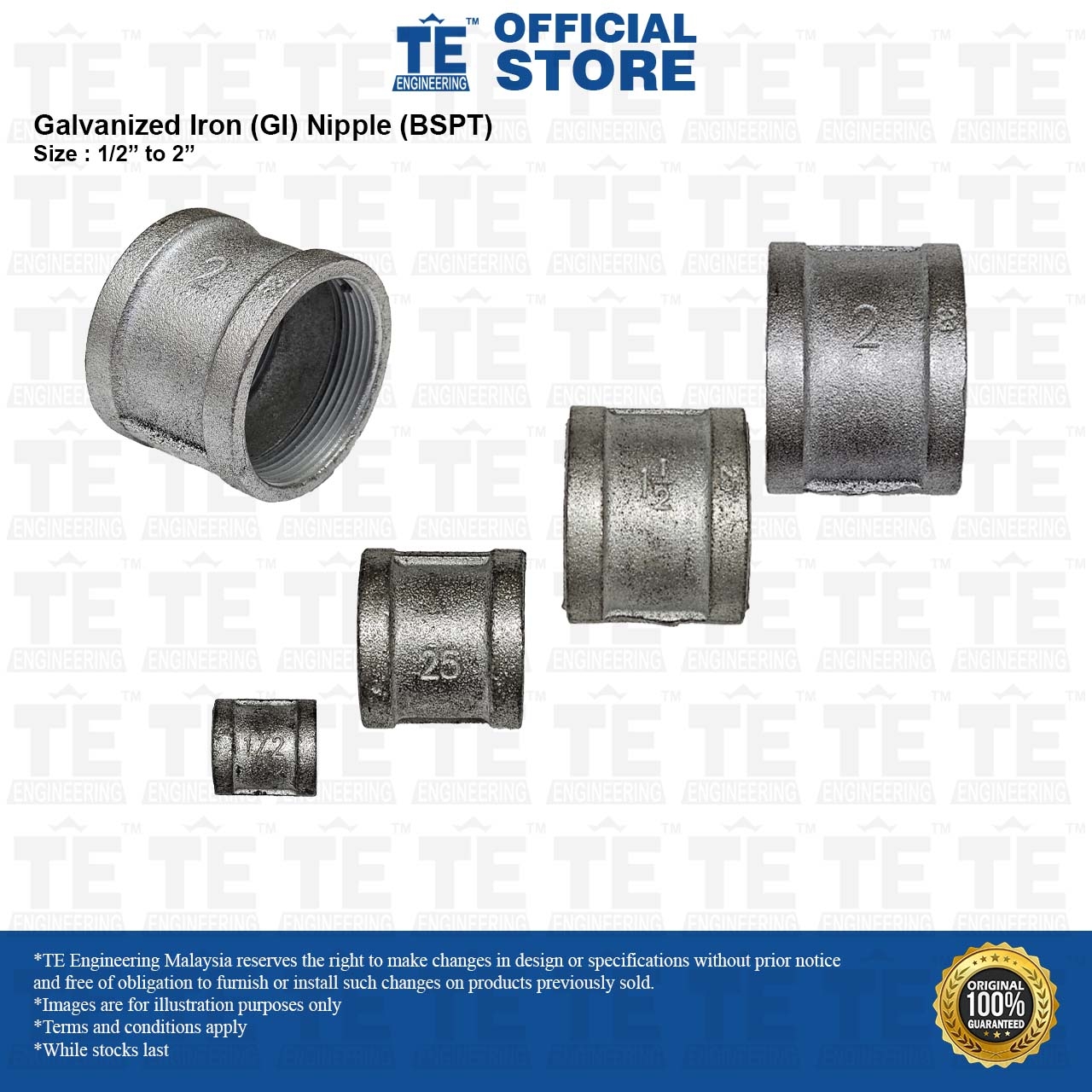 Galvanized Iron GI Equal Socket ( 1/2" ~ 2" ) BSP | TE Engineering
